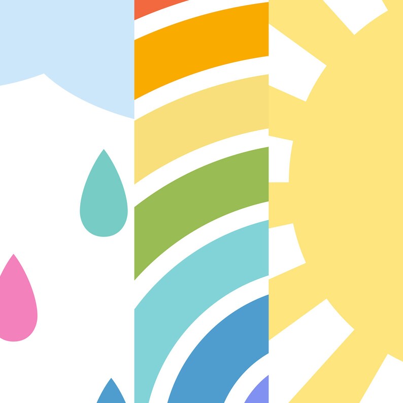 Sun Rainbow Cloud Set of 3 Prints Modern Nursery Decor - Etsy