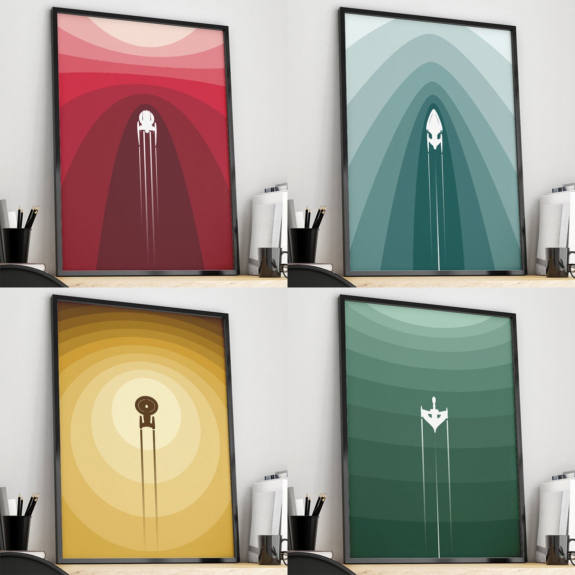 Space Wall Art Space Posters Star Ship Print Set of 8 - Etsy