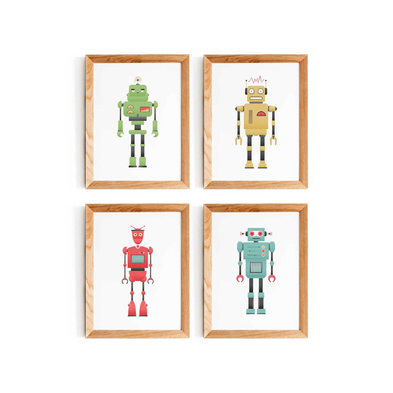 Kids Robot Art Robot Room Decor Robots Wall Art Set Of 4 | Etsy