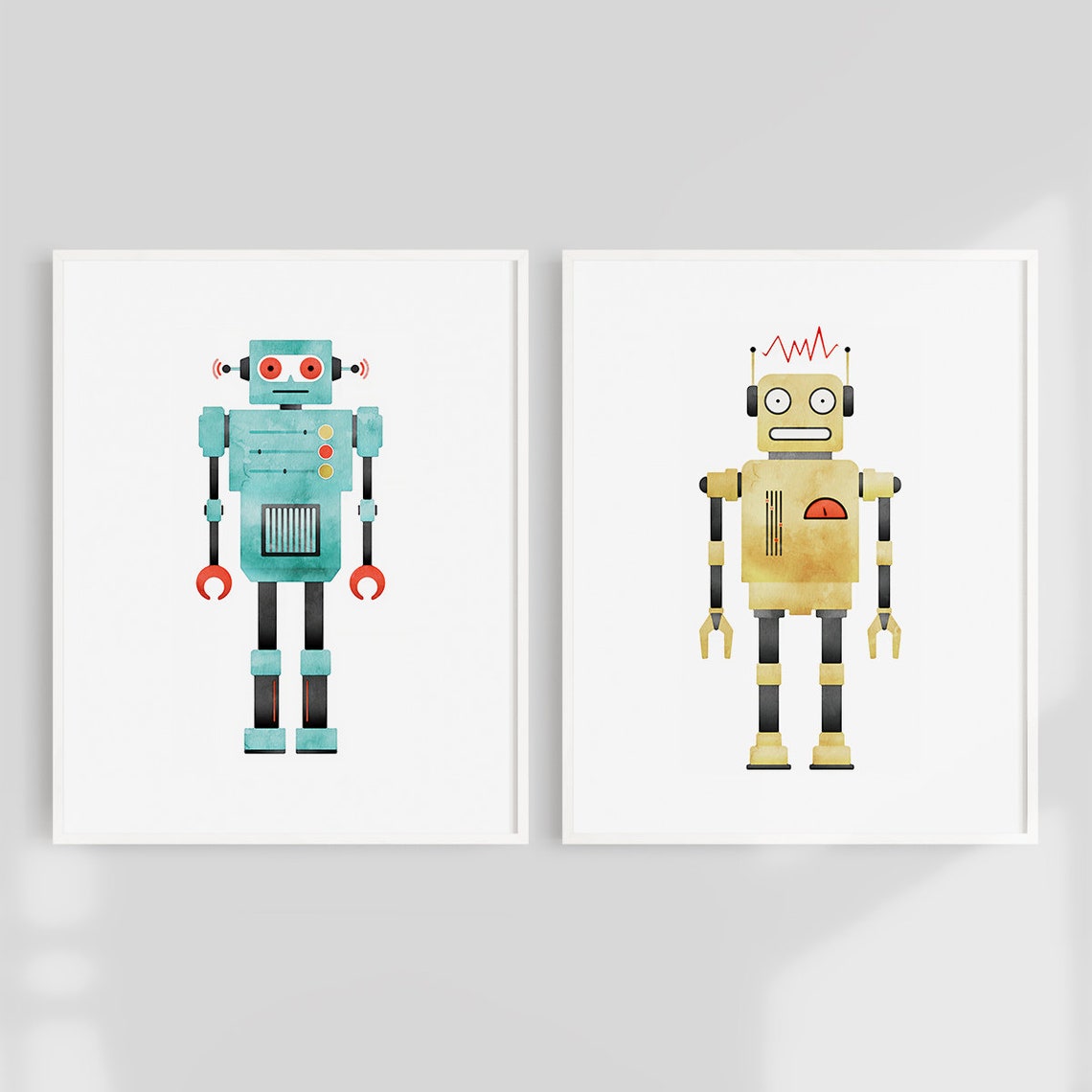 Robot Print Robot Posters Set of 2 Prints Boys Room Decor - Etsy