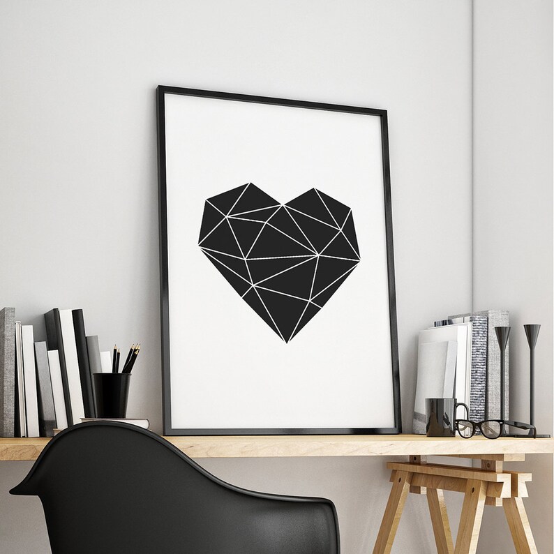 Heart Print Love Heart Printable Love Heart Sign | Etsy