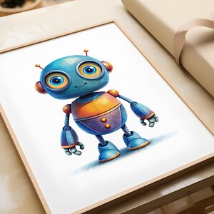 Cute Robot Print for Kids, Robot Poster, Robot Wall Art, Robot ...