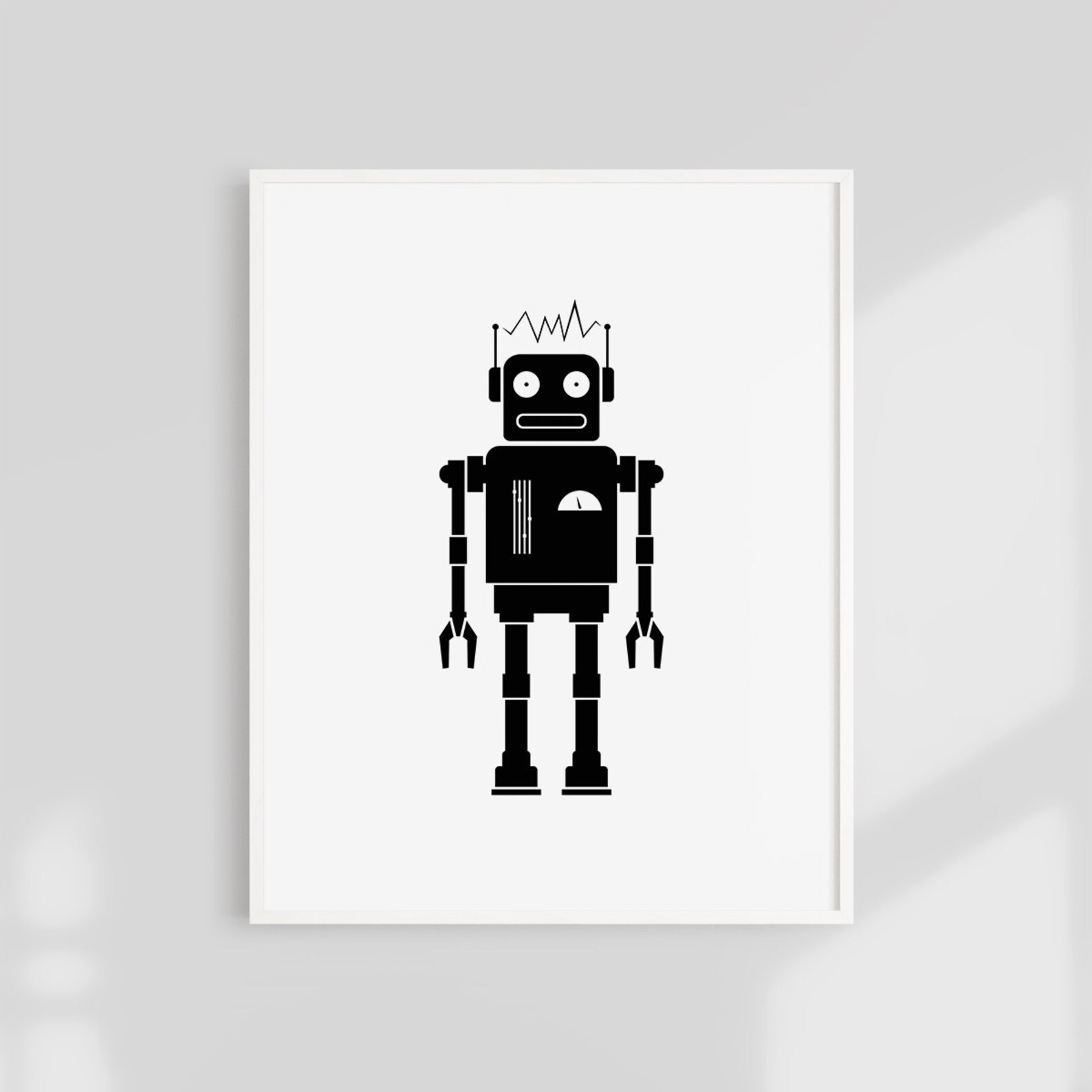 Robot Art Robot Wall Decor Black and White Print Kids Room - Etsy