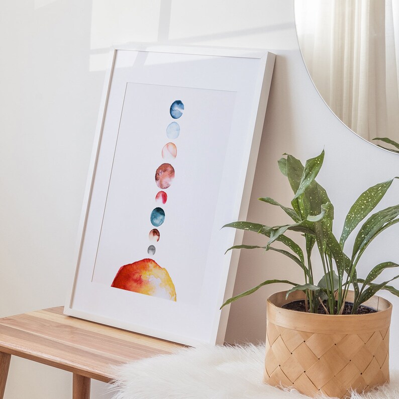 Solar System Poster Solar System Print Watercolor Planets | Etsy