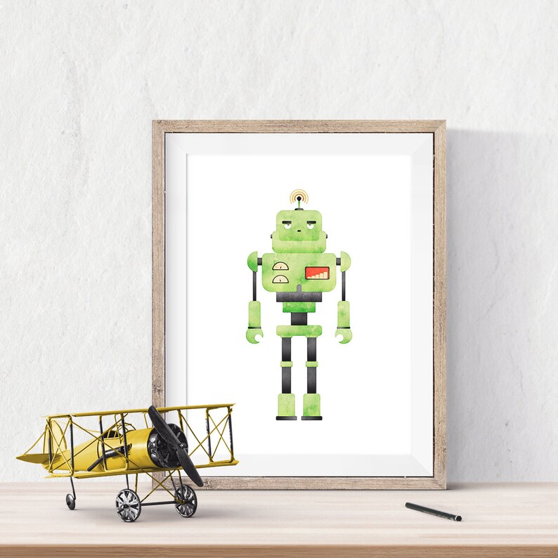 Robot Wall Art Robot Printable Set of 3 Prints Nursery - Etsy