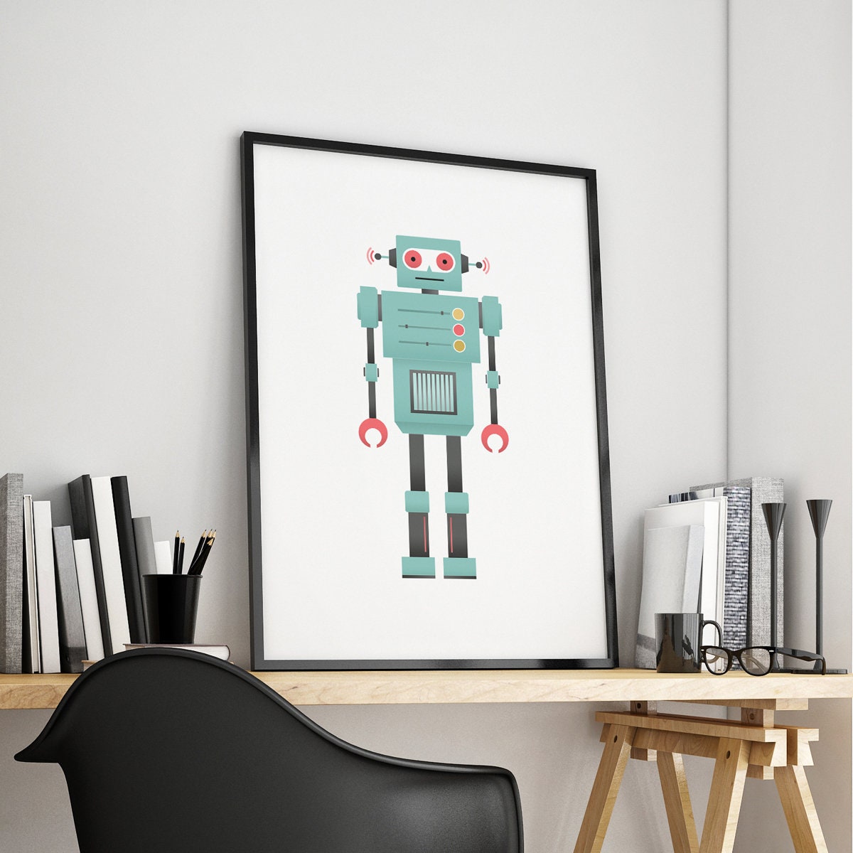 Robot Print Set of 3 Robot Wall Art Retro Poster Vintage - Etsy