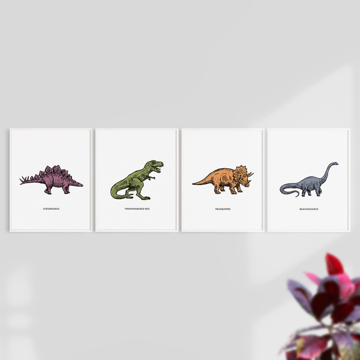 Dinosaur Print Dinosaur Poster Dinosaur Wall Art Set Of 4 | Etsy