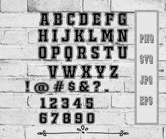 Varsity Letters Numbers Svg College Letter Sports Number Clip | Etsy