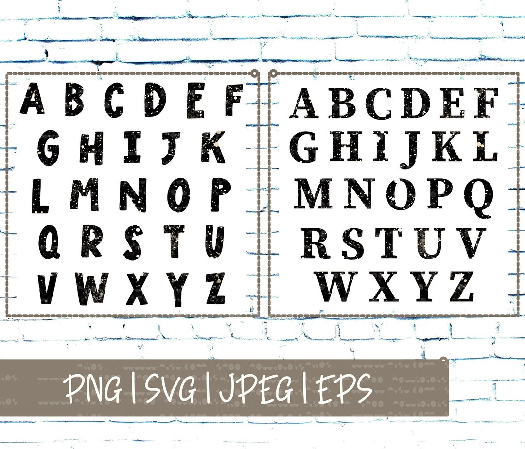 Grunge Distressed Alphabets Silhouette Svg,vintage Retro Design Gift ...