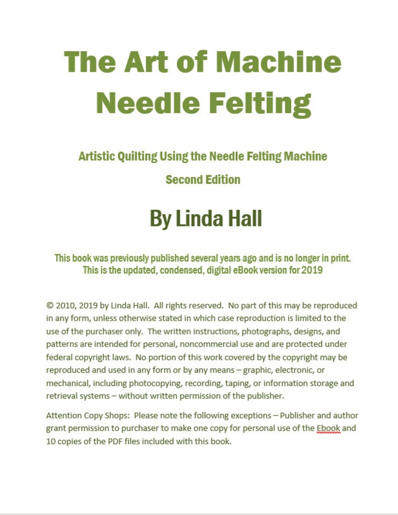 Machine Needle Felting Ebook: Wool Art & Quilting Guide (digital ...