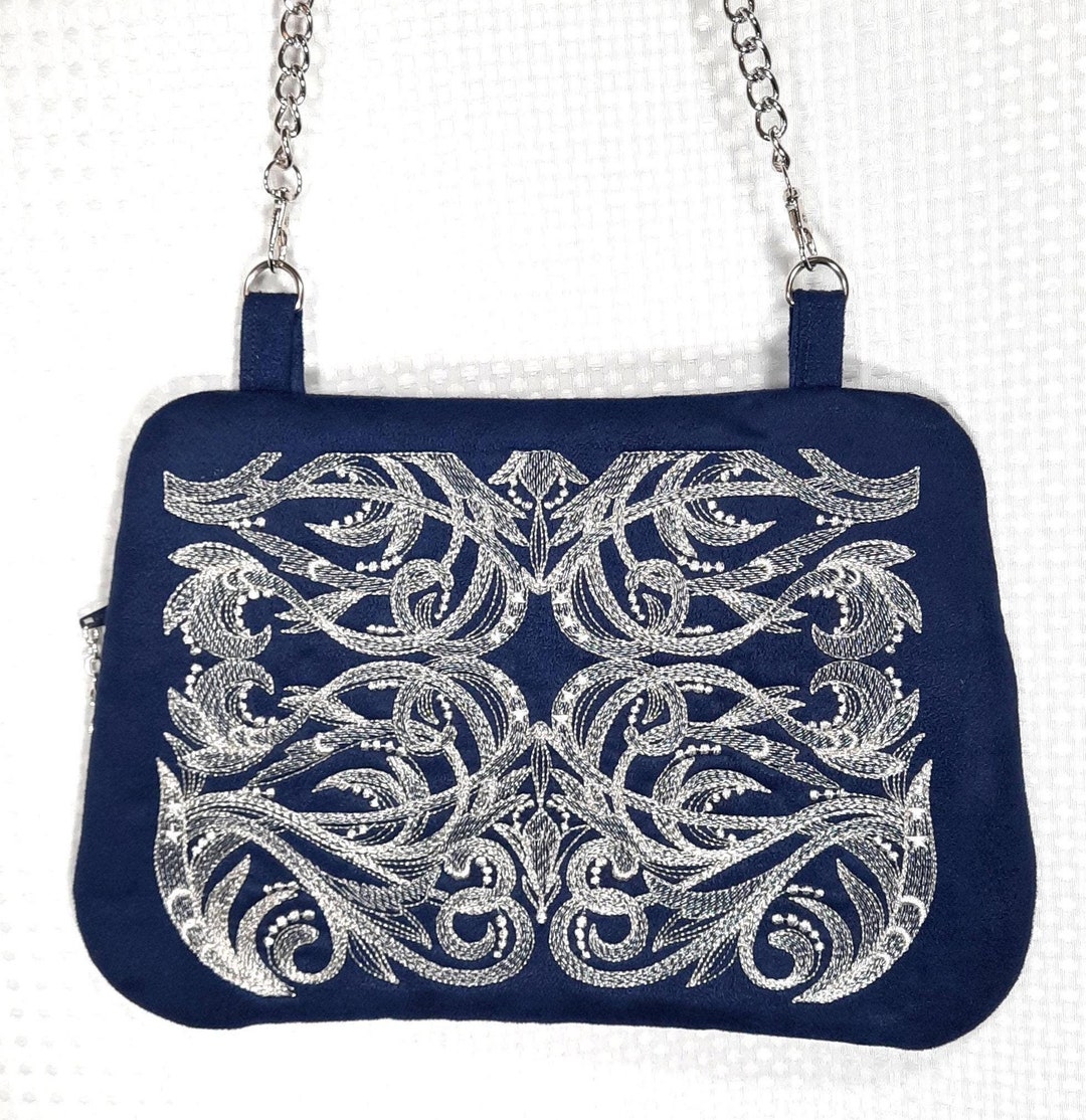 Embroidered Evening Bag, 3 Way Chain Strap, Wedding Bridesmaid Gift ...