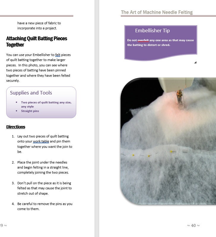 Machine Needle Felting Ebook: Wool Art & Quilting Guide (digital ...