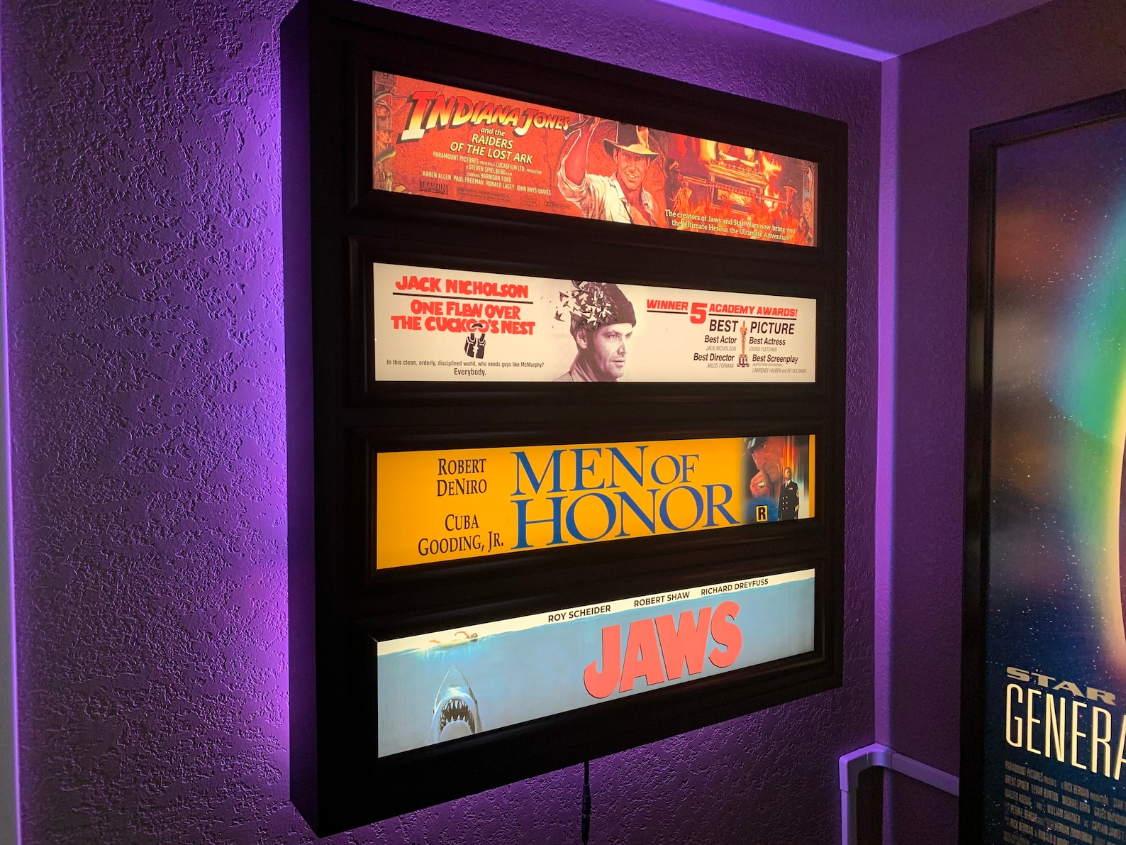 5x25 Movie Mylar Light Box With 4 Snap Frames and Wifi - Etsy