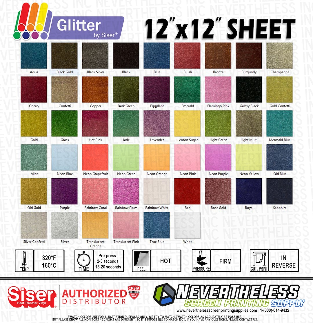 Siser Easyweed Glitter and Neon Glitter HTV Heat Transfer Vinyl - 12 ...