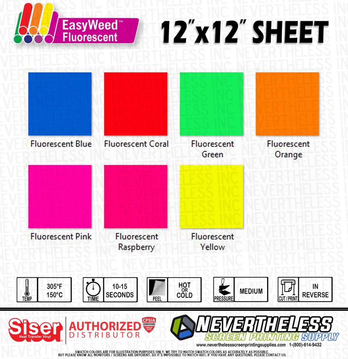 Siser Easyweed Fluorescent HTV Heat Transfer Vinyl - 12"x12" 1pk - Etsy