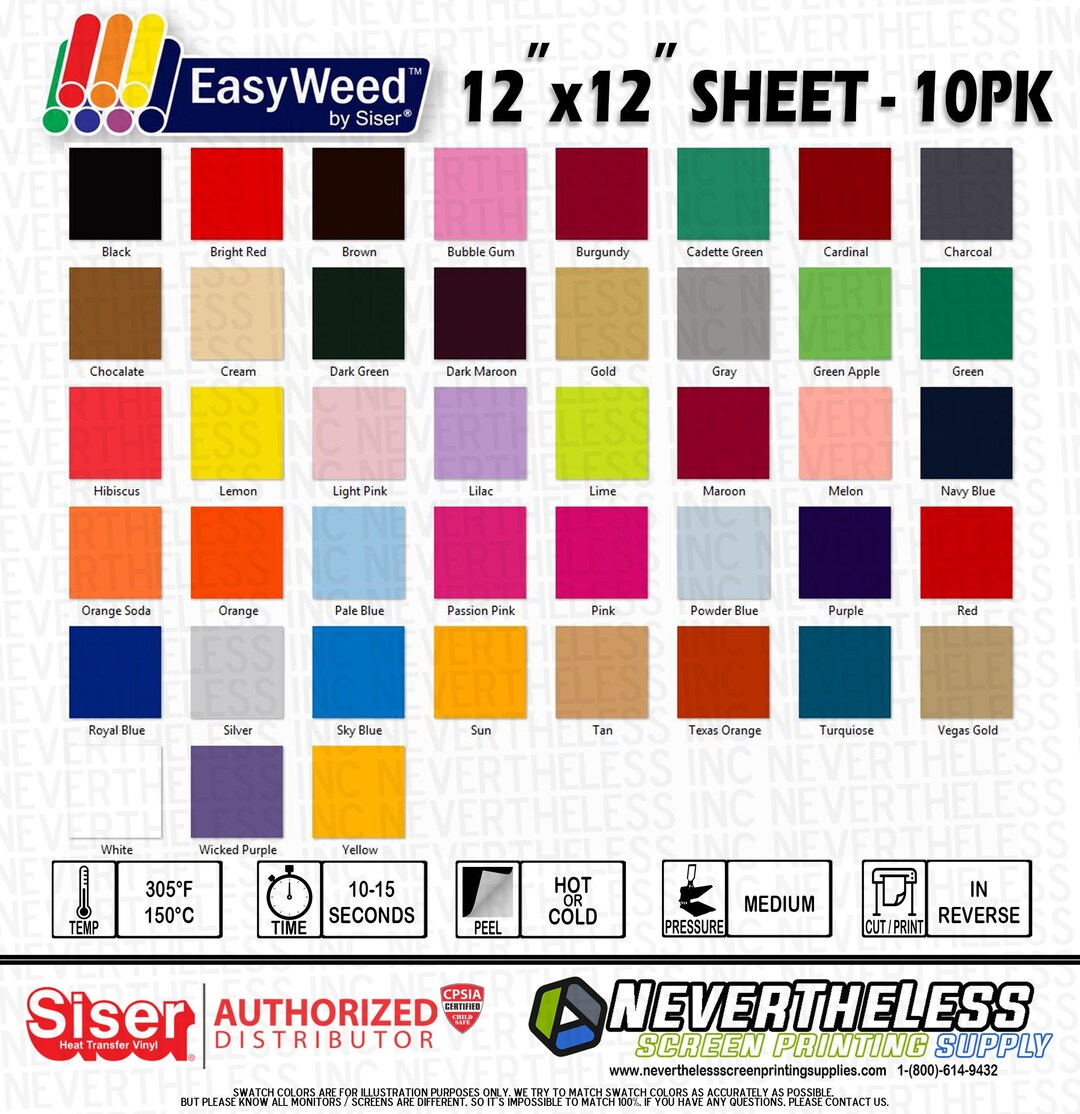 Siser Easyweed HTV Heat Transfer Vinyl 12x12 - Etsy