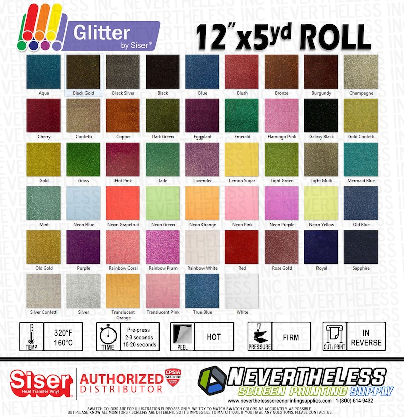 Siser Easyweed Glitter and Neon Glitter HTV Heat Transfer Vinyl - 12"x5 ...