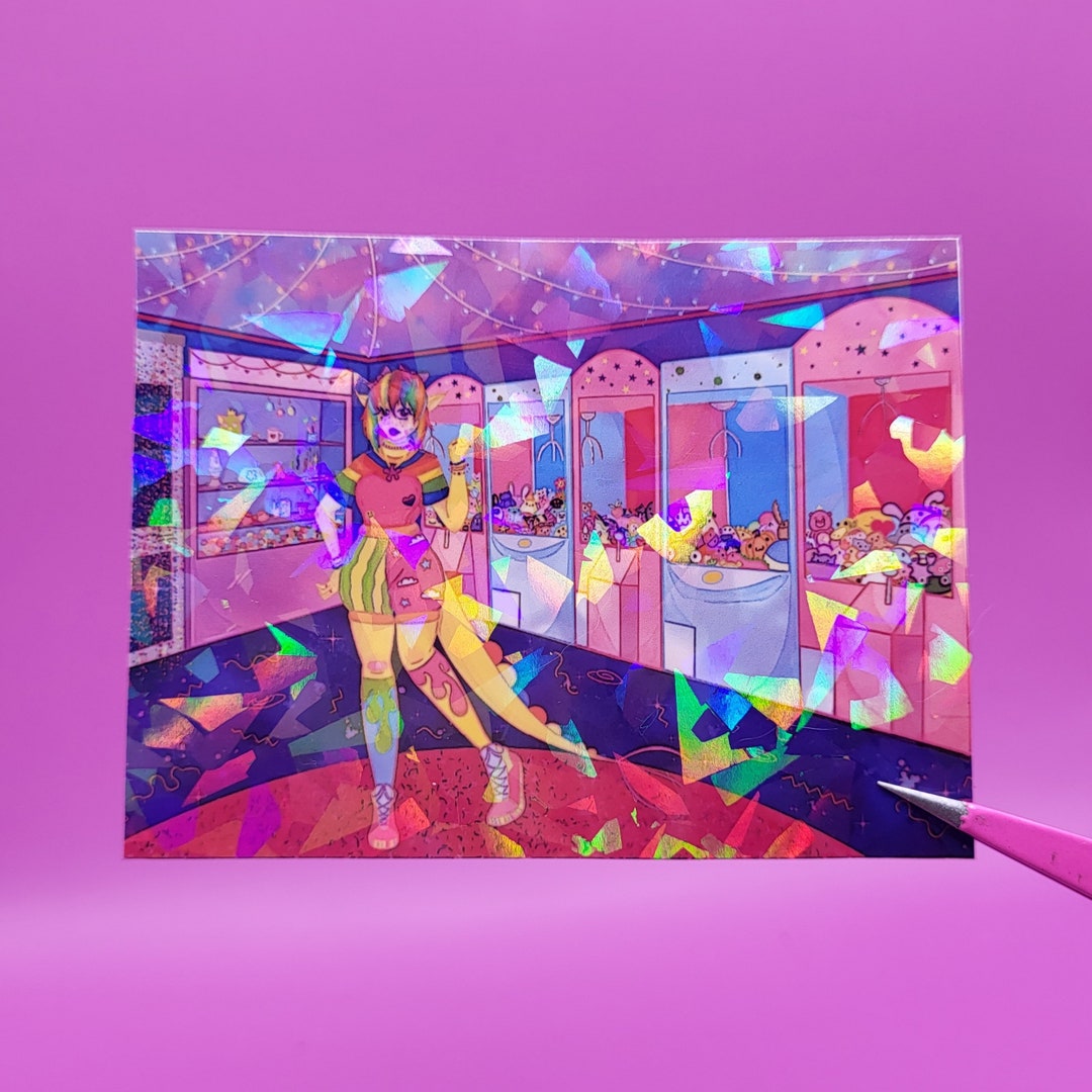 Monster Arcade , Holographic Vinyl Sticker , Claw Crane Machine Y2k ...