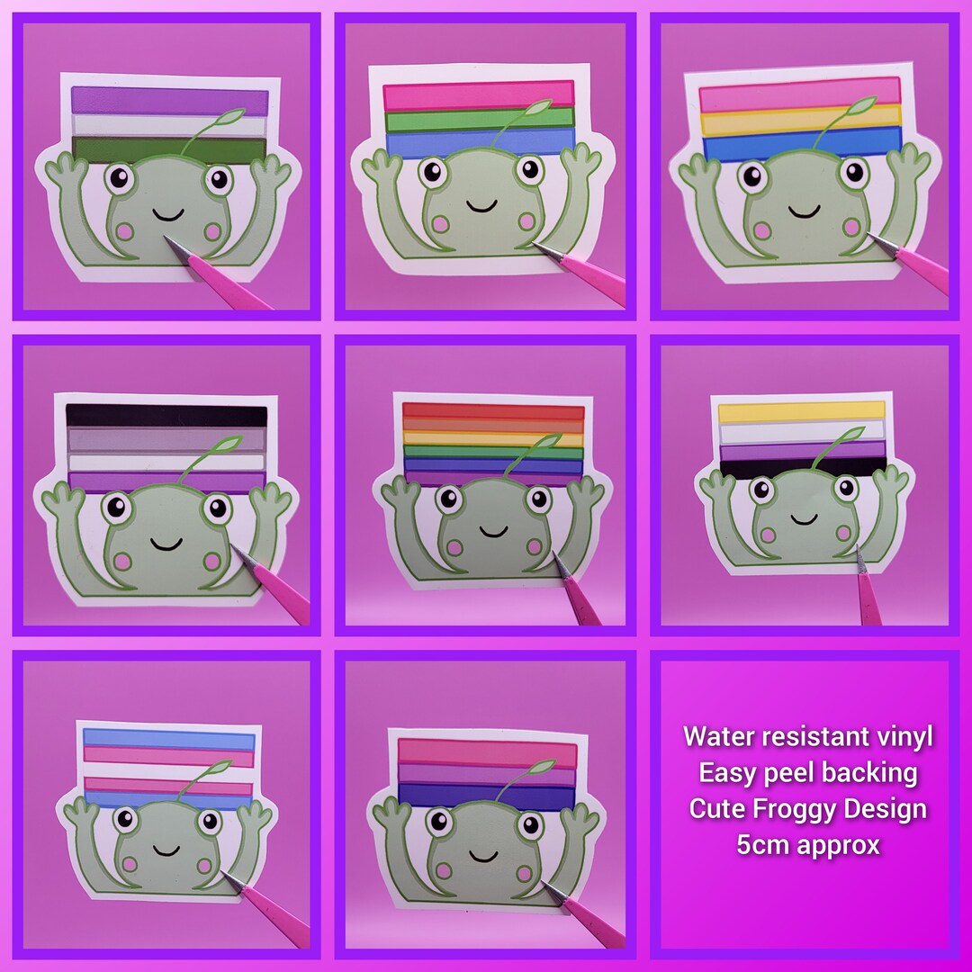 Agog the Frog Pride Lgbtqia+ Flag Frogs Vinyl Stickers , Kawaii ...