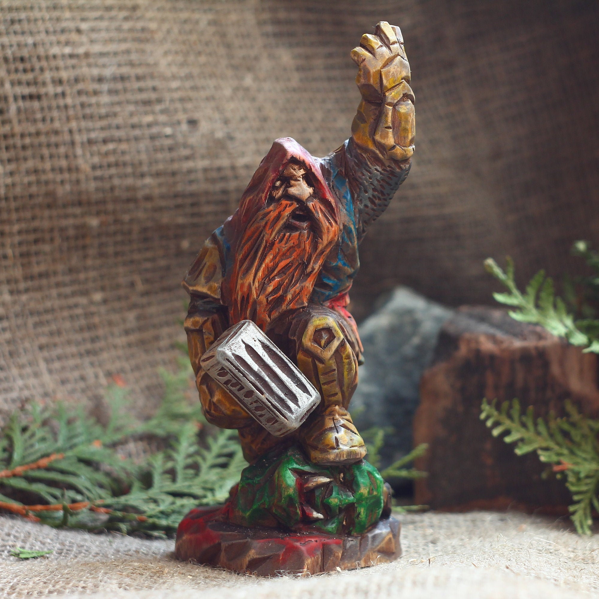 Dwarf warhammer wood figurine / Dwarf Wooden statue / Wood | Etsy