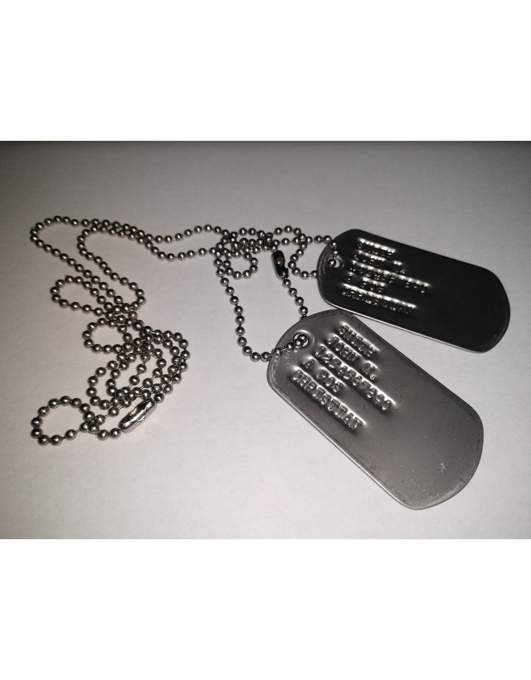 Custom Stamped Military ID Dog Tag - Set of 2 Tags With Chains - Etsy