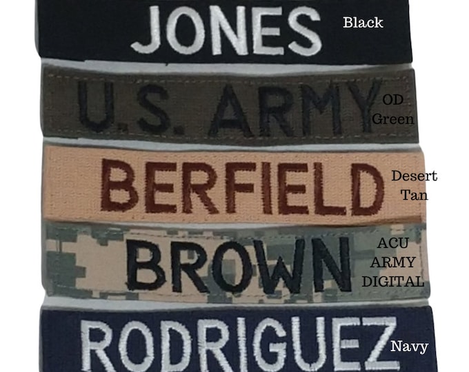 CUSTOM Embroidered NAME TAPE With Hook Fastener - Etsy