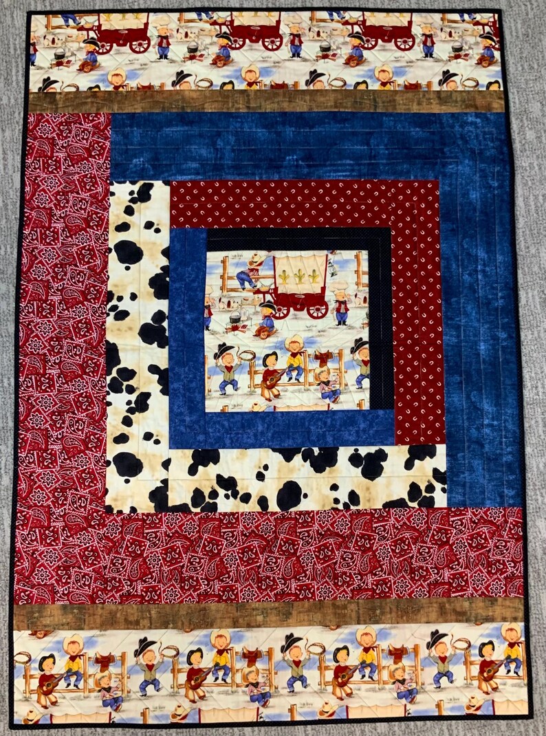 Cowboy Log Cabin Quilt - Etsy