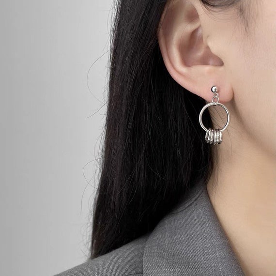Korean Minimalist Punk 10mm Circle Ring Earring Stud Stainless - Etsy