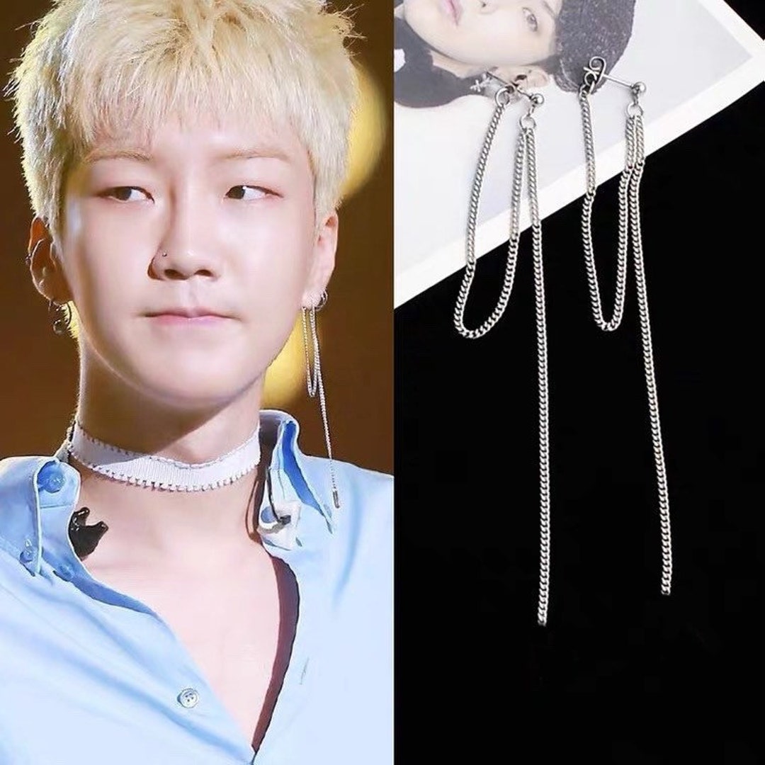 Korean Kpop Style Extra Long 10-11cm Steel Chain Studs - Etsy
