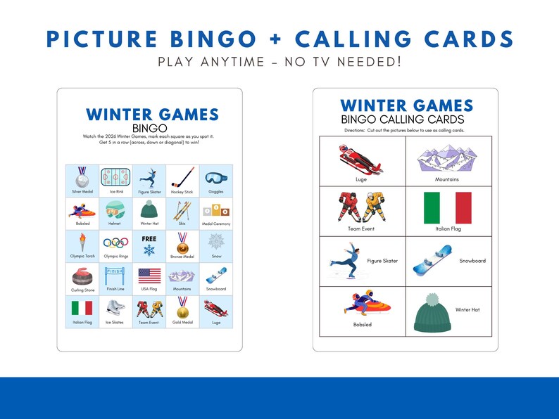 Winter Games Bingo Game for Kids & Families | Watch the Games or Play ...