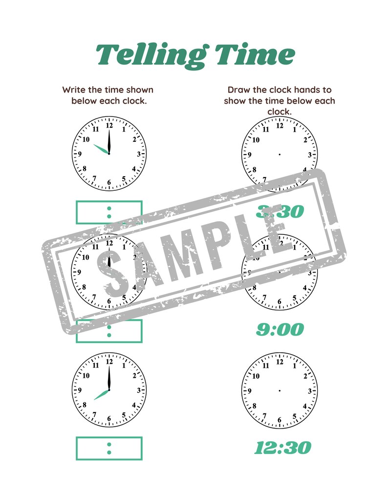 Learn to Tell Time Workbook | Beginner's Guide to Reading Clocks ...