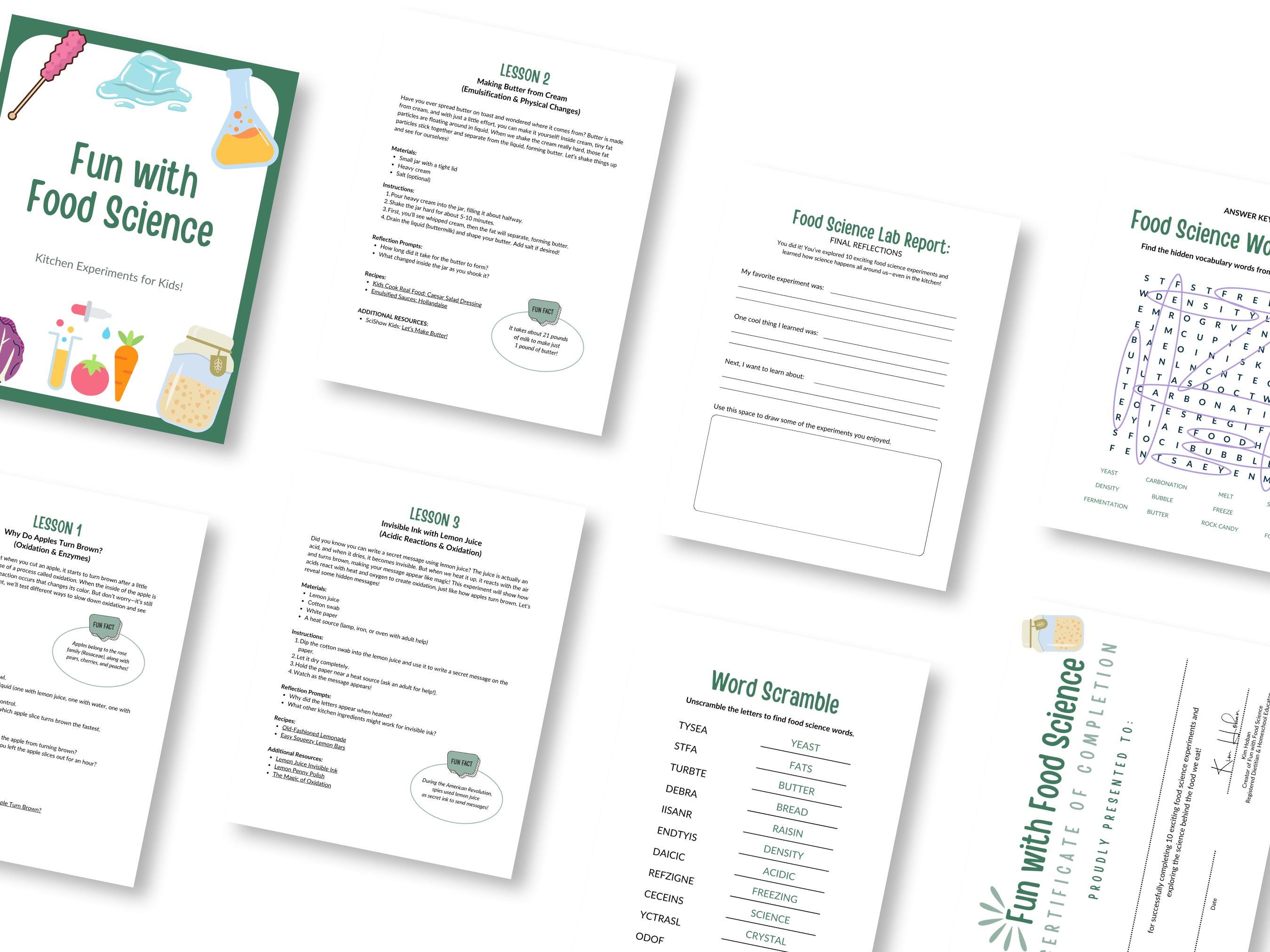 Fun With Food Science: 10 Lesson Unit Study - Etsy