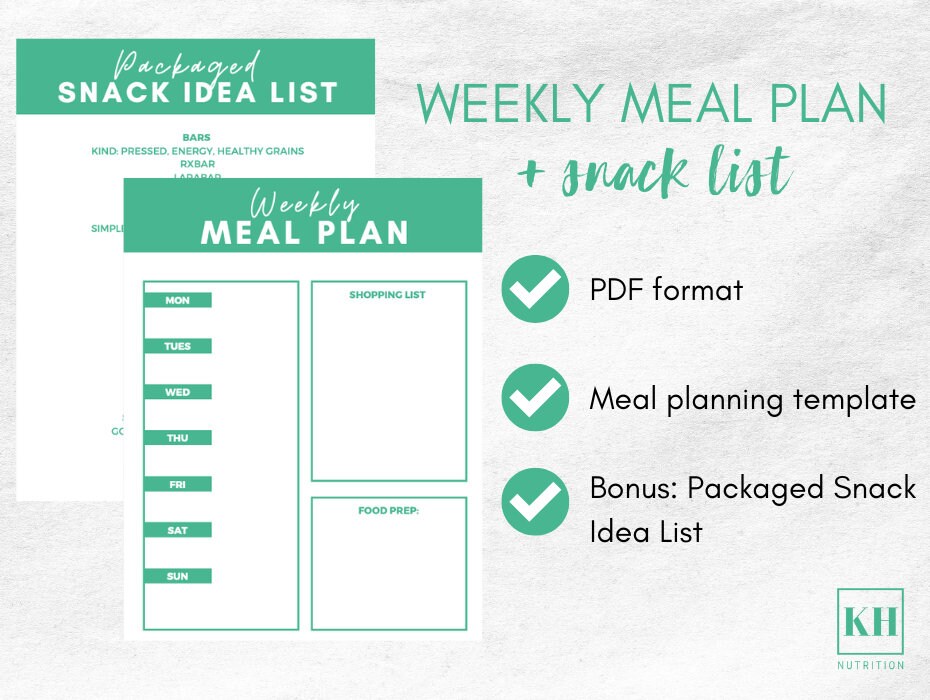 Meal Planner Template + Snack List - Etsy
