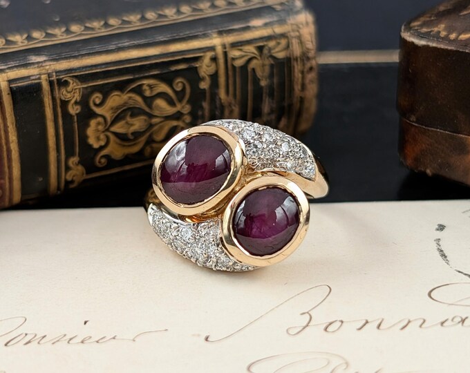 Spectacular 14K Star Ruby & Diamond Ring - Etsy