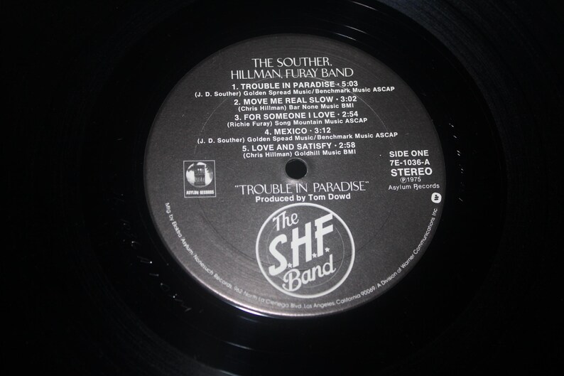 The Souther-hillman-furay Band "trouble in Paradise" LP 1975 Asylum 7E ...