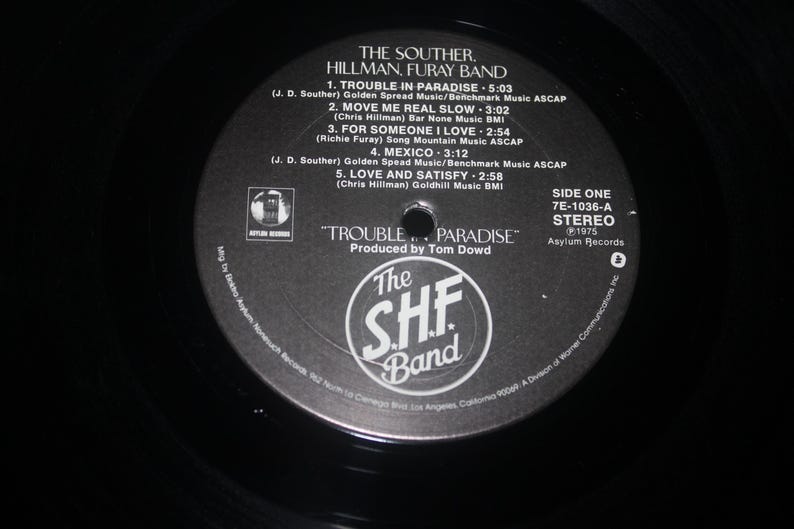 The Souther-hillman-furay Band "trouble in Paradise" LP 1975 Asylum 7E ...