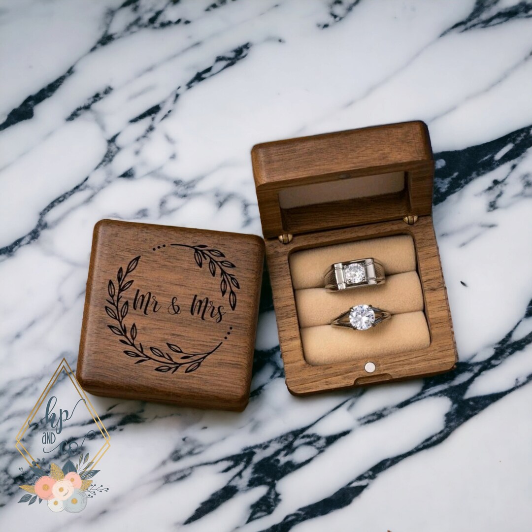 Mr. & Mrs. Engraved Wooden Ring Box - Etsy