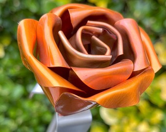 Titanium Welded Rose Sculpture 7 Tall Beautiful Handmade Flower Gift ...