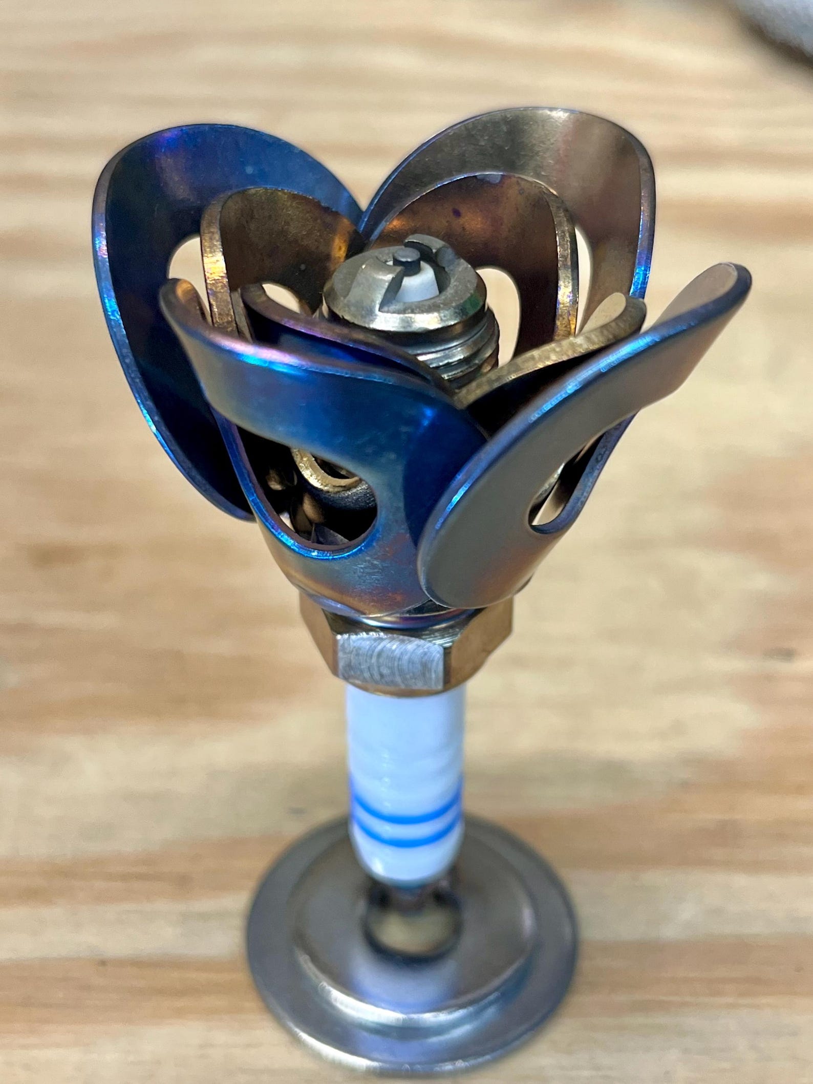 Spark Plug Rose With COLOR! Scrap Metal Flower Welded Upcycled Car ...