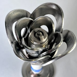 Spark Plug Rose - Scrap Metal Flower Welded Upcycled Car Parts Artwork ...