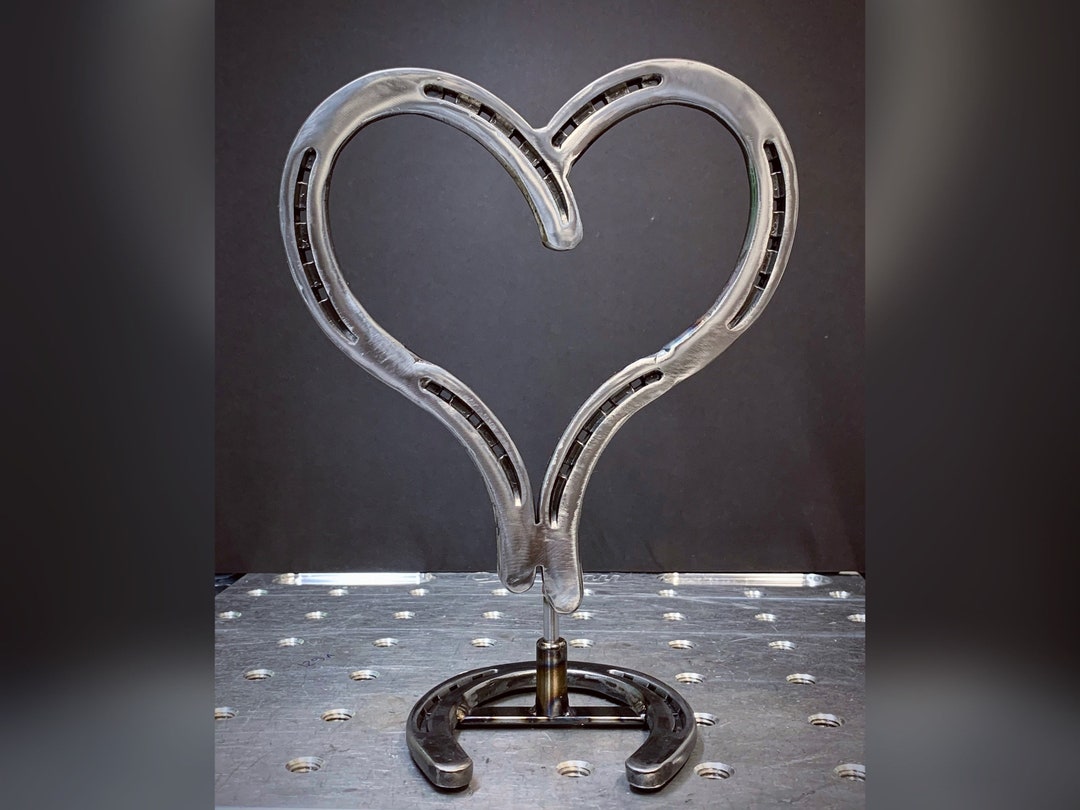 Welded Horseshoe Heart Sculpture - Tabletop or Wall Mount! Perfect Gift ...