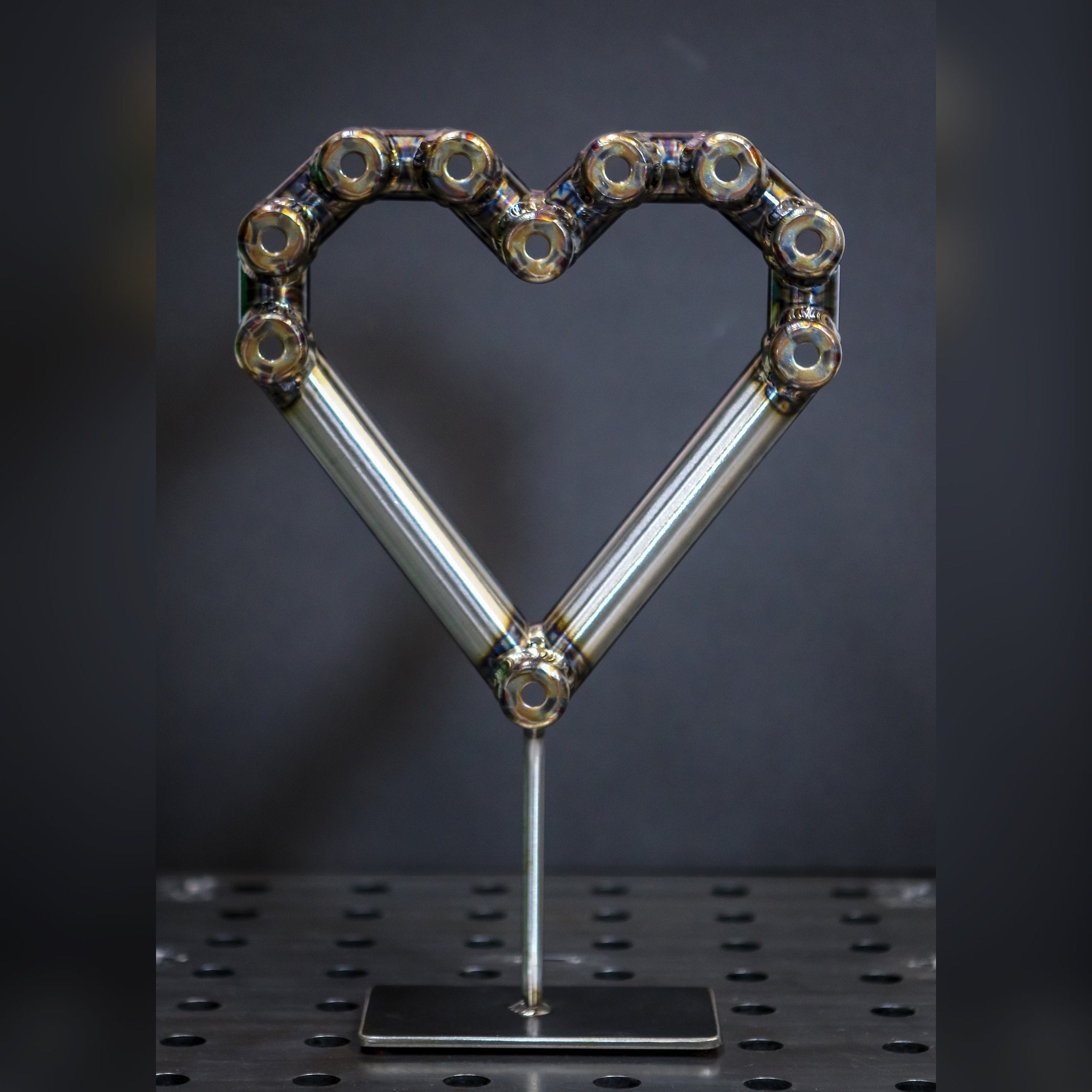 Heart Tube Frame Statue Welded Metal Art Perfect Gift for Valentines ...