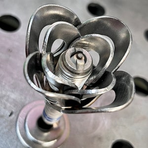 Spark Plug Rose - Scrap Metal Flower Welded Upcycled Car Parts Artwork ...