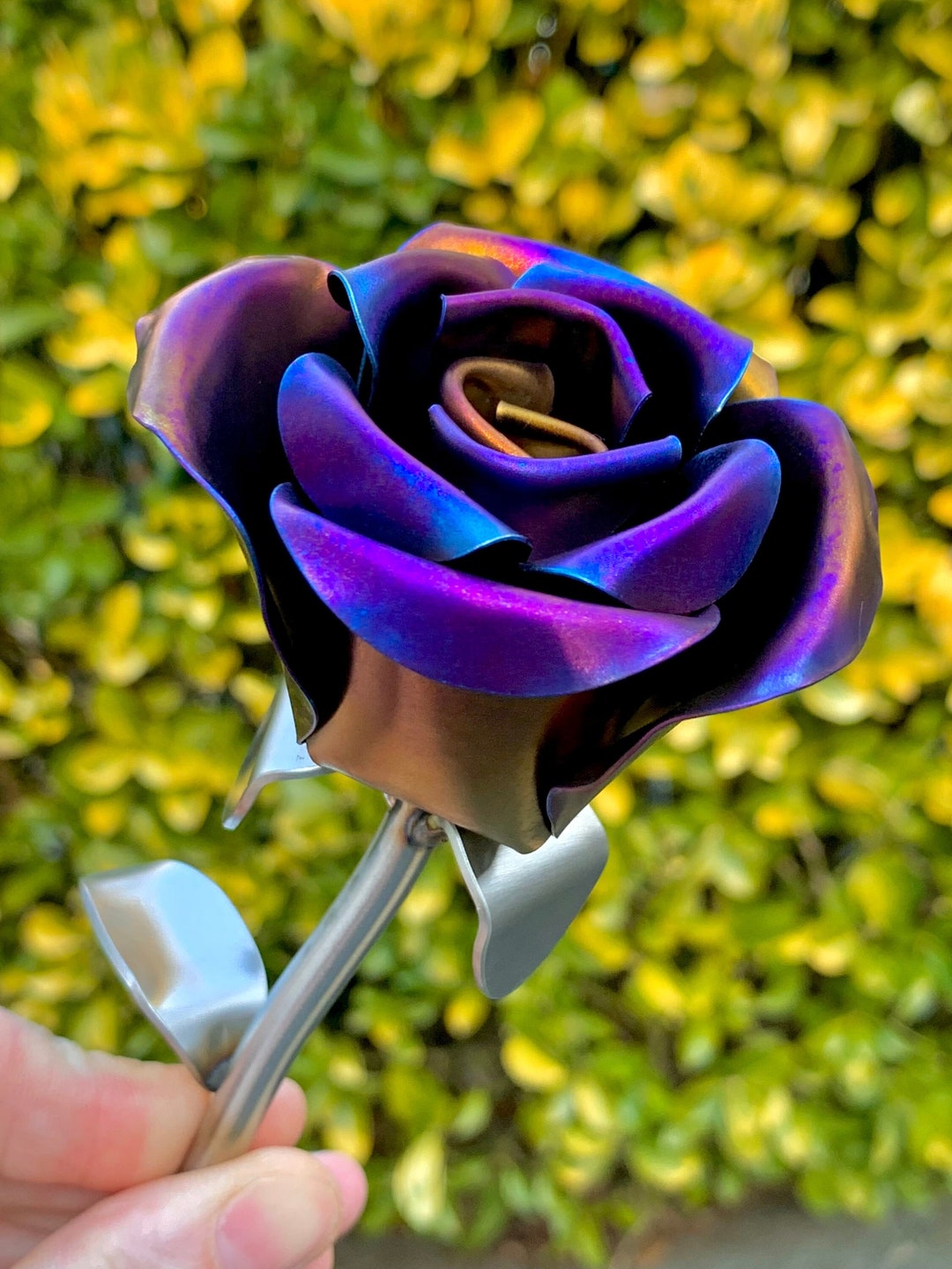Titanium Welded Rose Sculpture 7 Tall Beautiful Handmade Flower Gift ...