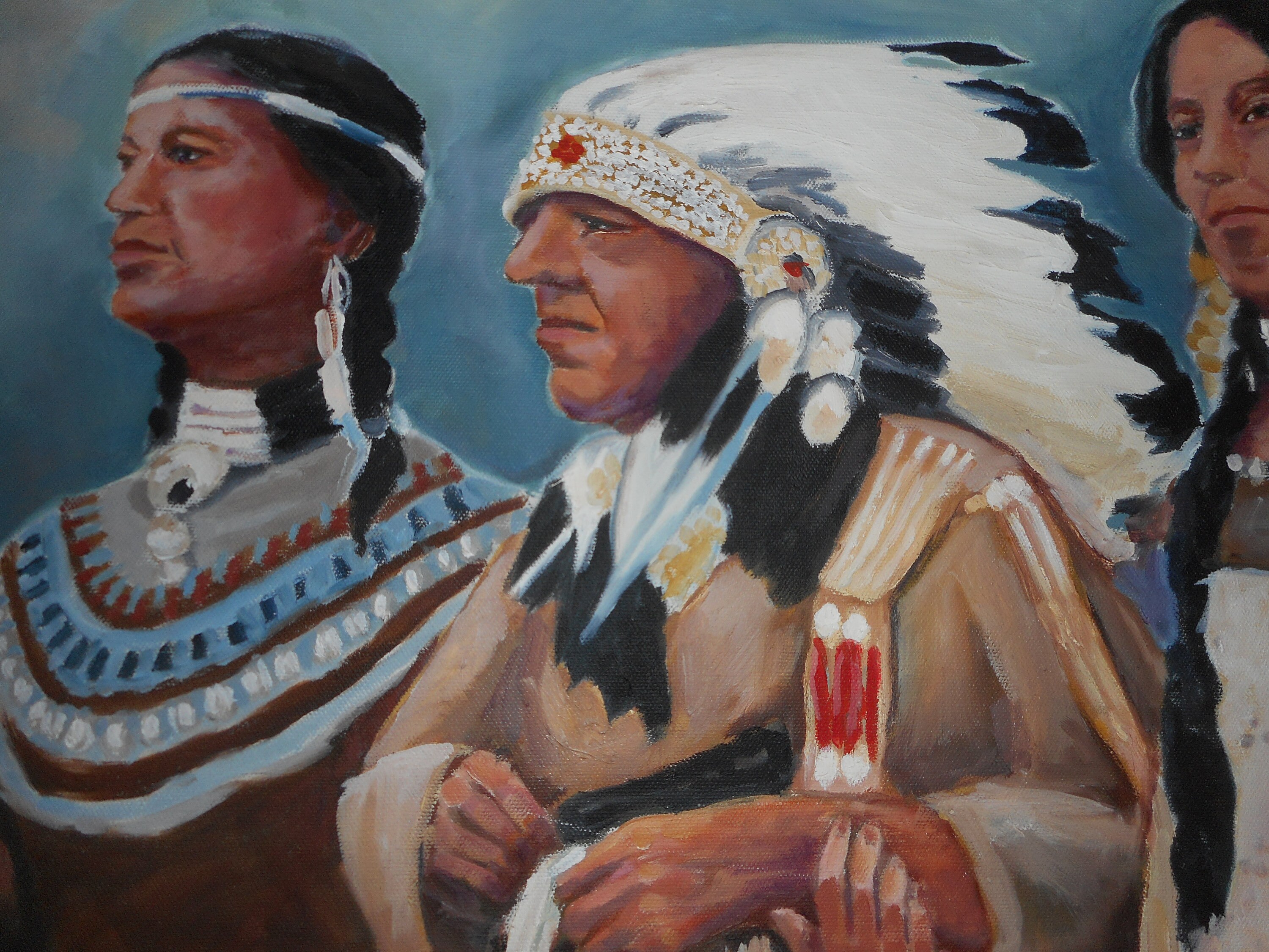 Native American Tribal Council Mid Century Original Oil - Etsy