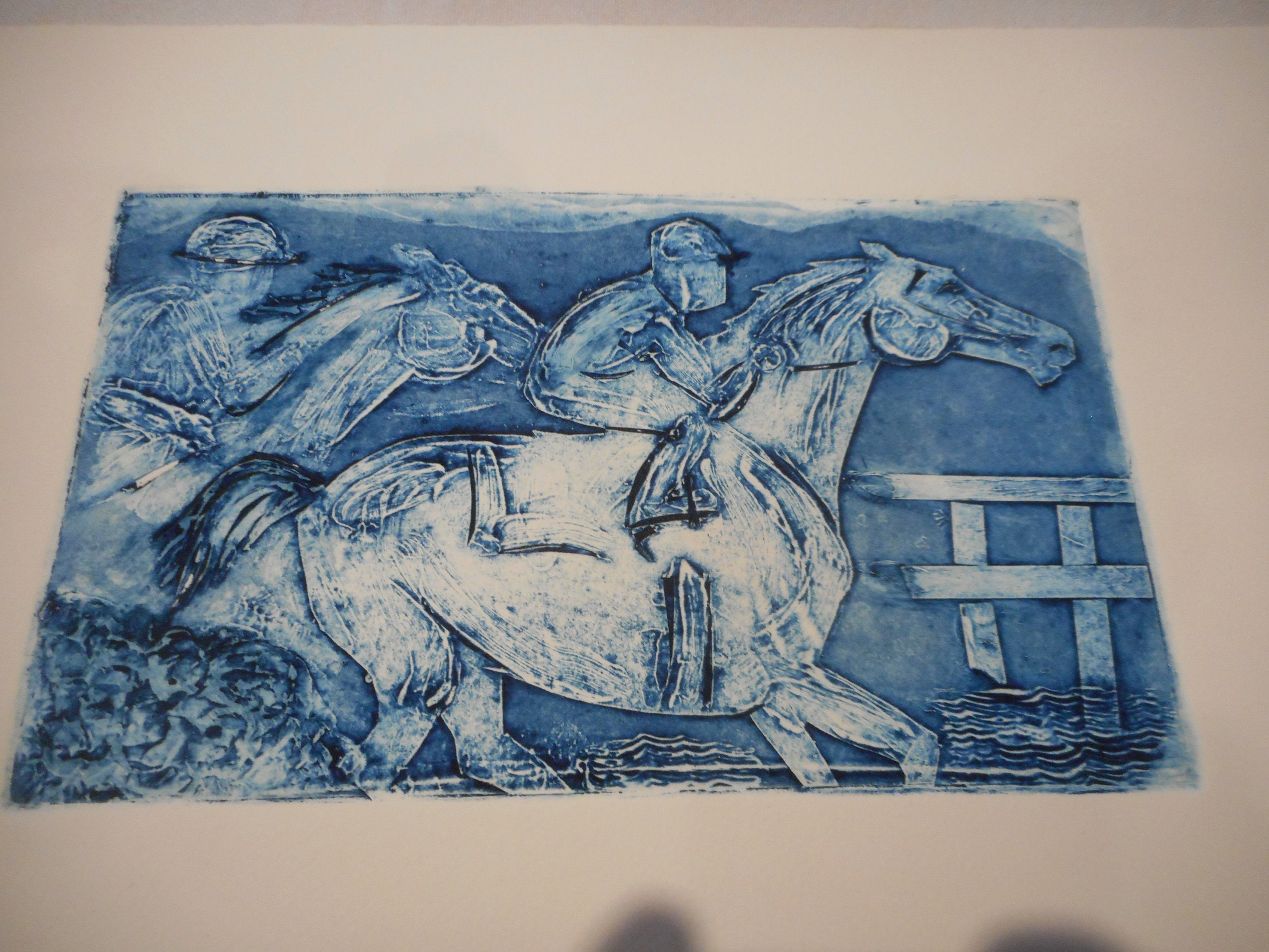 1960's Stylized Horse Race Intaglio Print by Mendocino Print Maker ...
