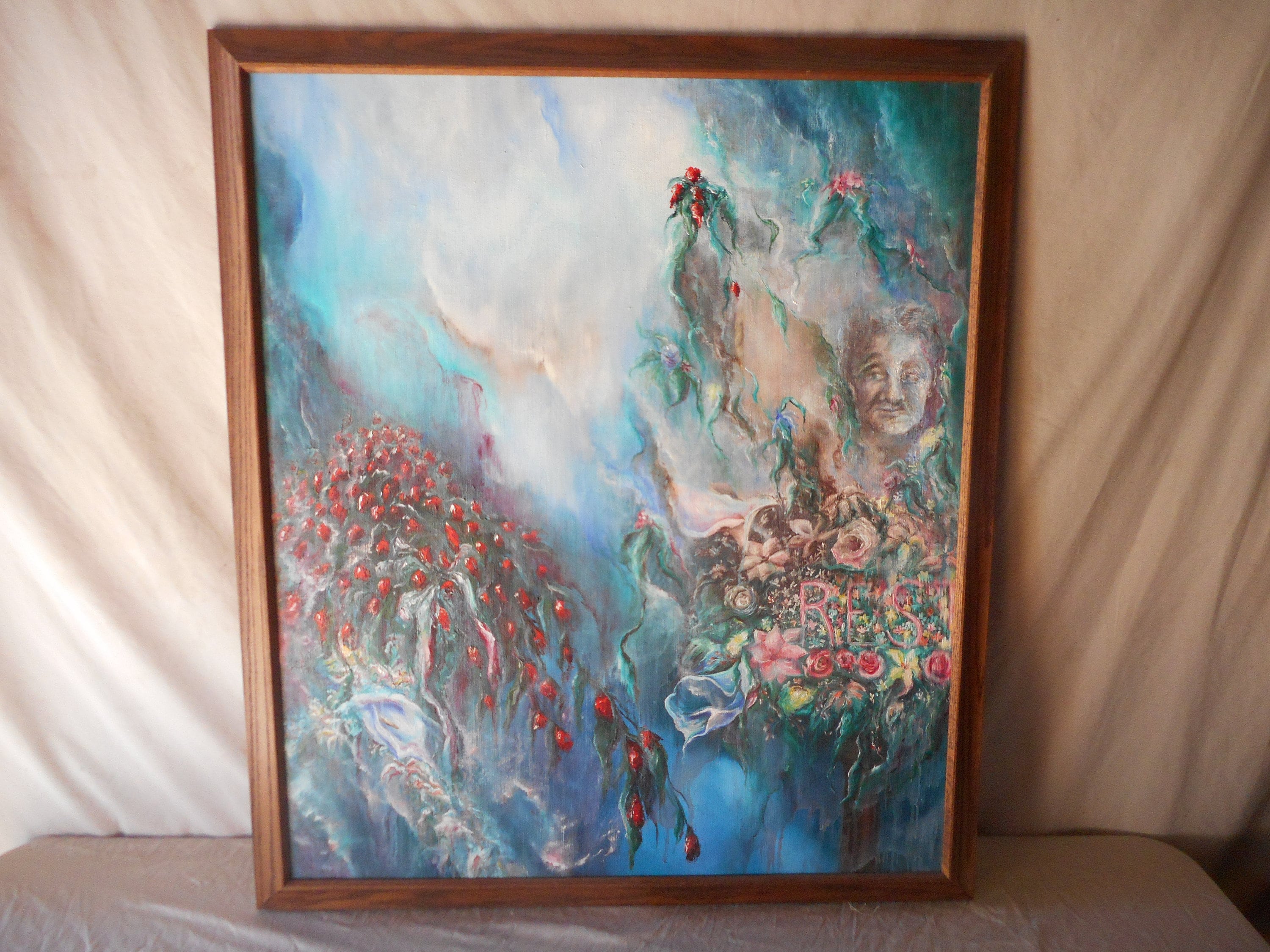 Large Abstract rest in Peace Beautiful Original Oil Painting on Canvas ...