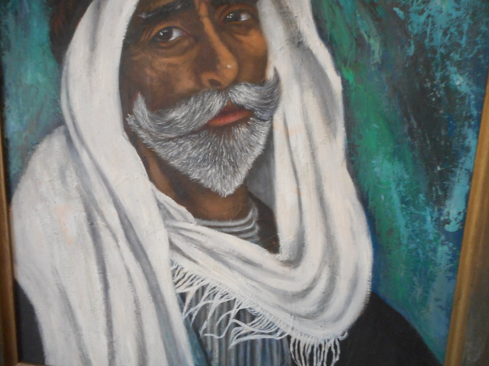 Mid-century Middle Eastern Man Portrait: Original Framed Oil Painting ...