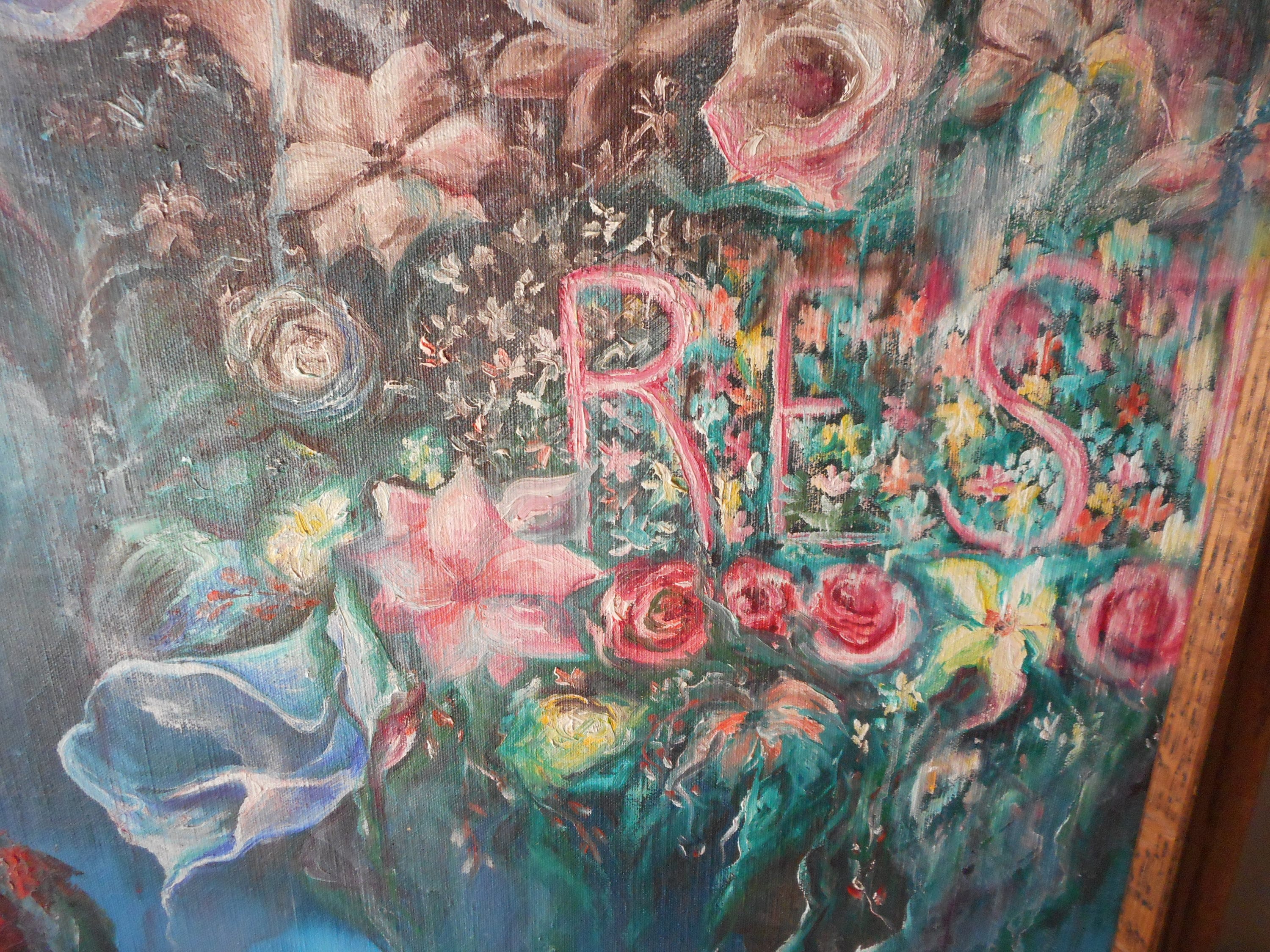 Large Abstract rest in Peace Beautiful Original Oil Painting on Canvas ...