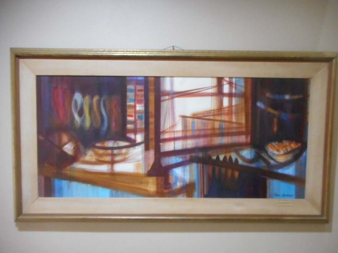 1960s Cubist Still Life Oil Painting: San Francisco Restaurant Scene - Etsy